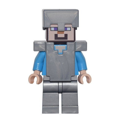 LEGO Minecraft Steve Minifigure with Iron Armor and Helmet from 21137 ...